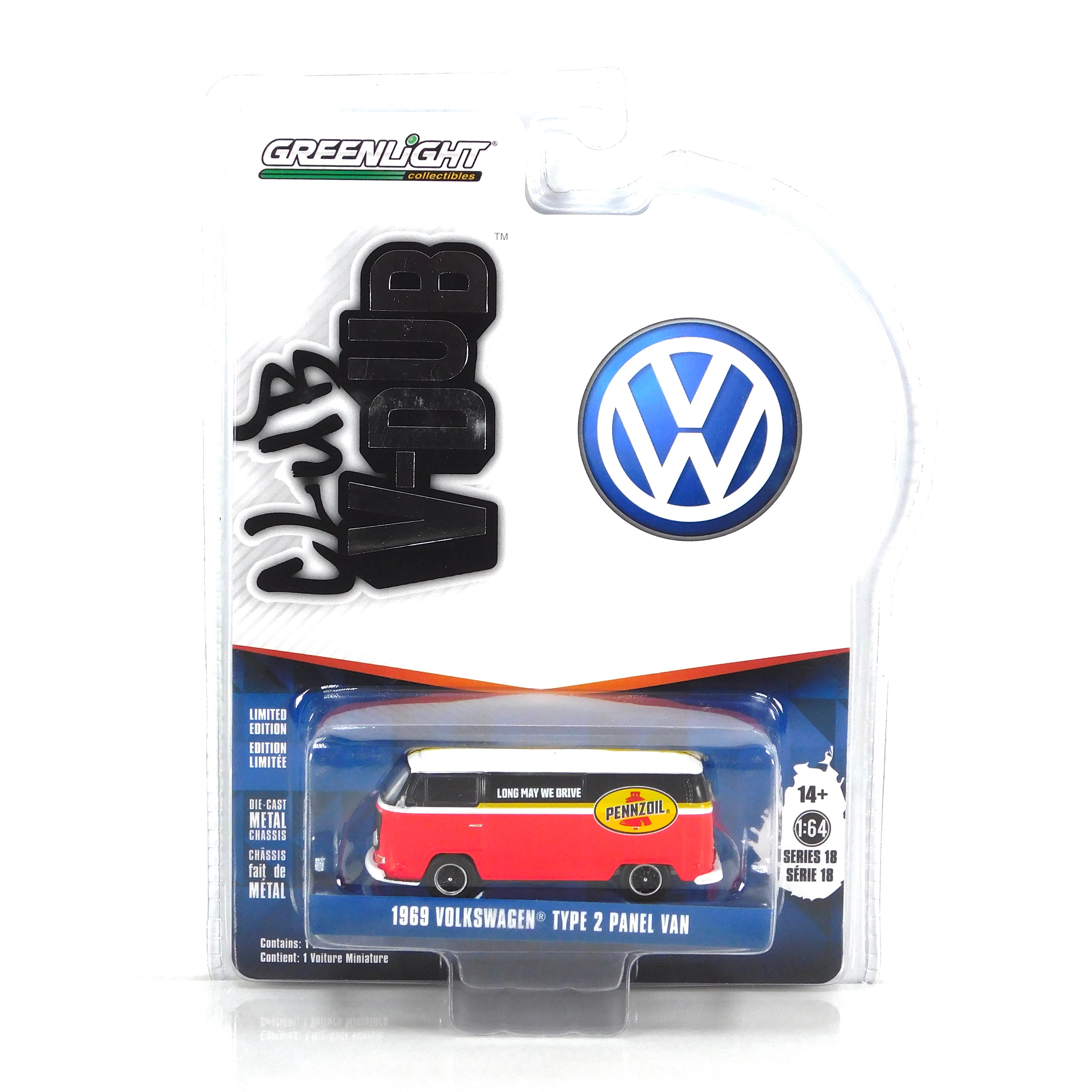 1969 Volkswagen Type 2 Panel Van Pennzoil 1:64 Diecast Club Vee Dub Se
